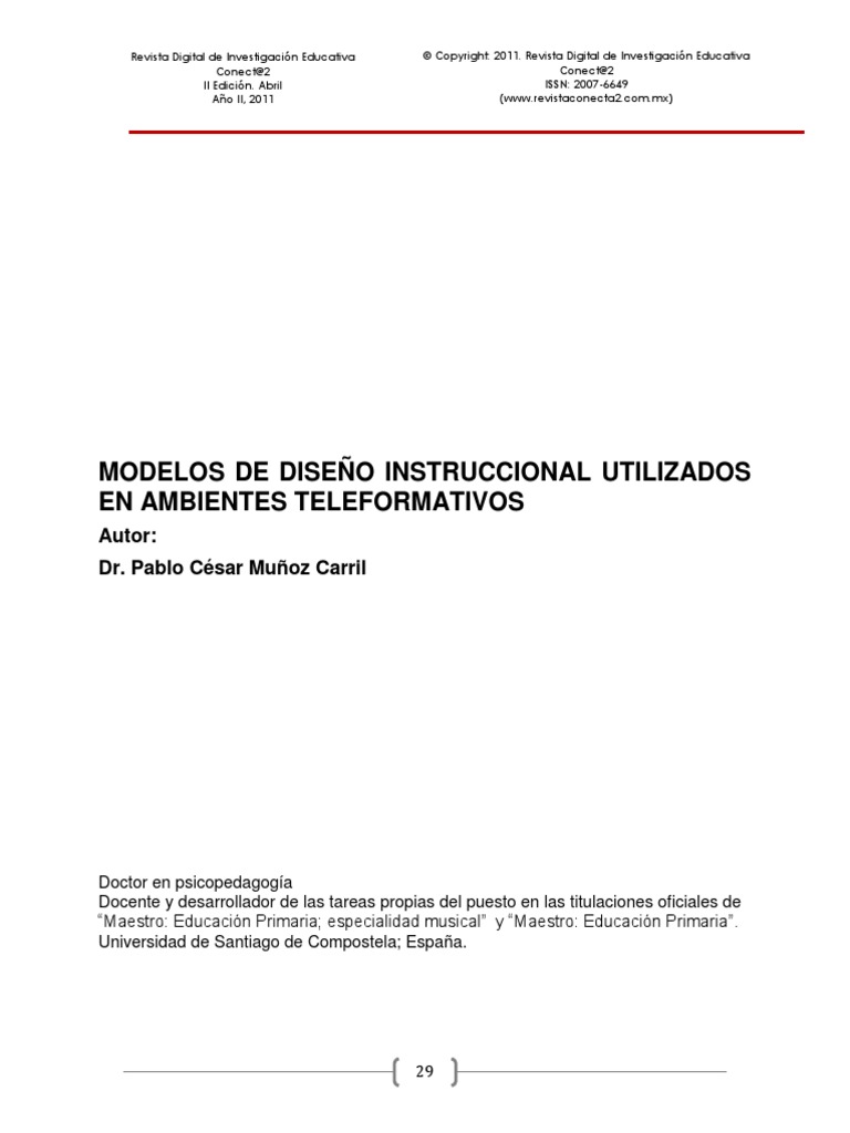 Modelos de DI Utilizados en Ambientes Teleformativos | PDF | Diseño ...