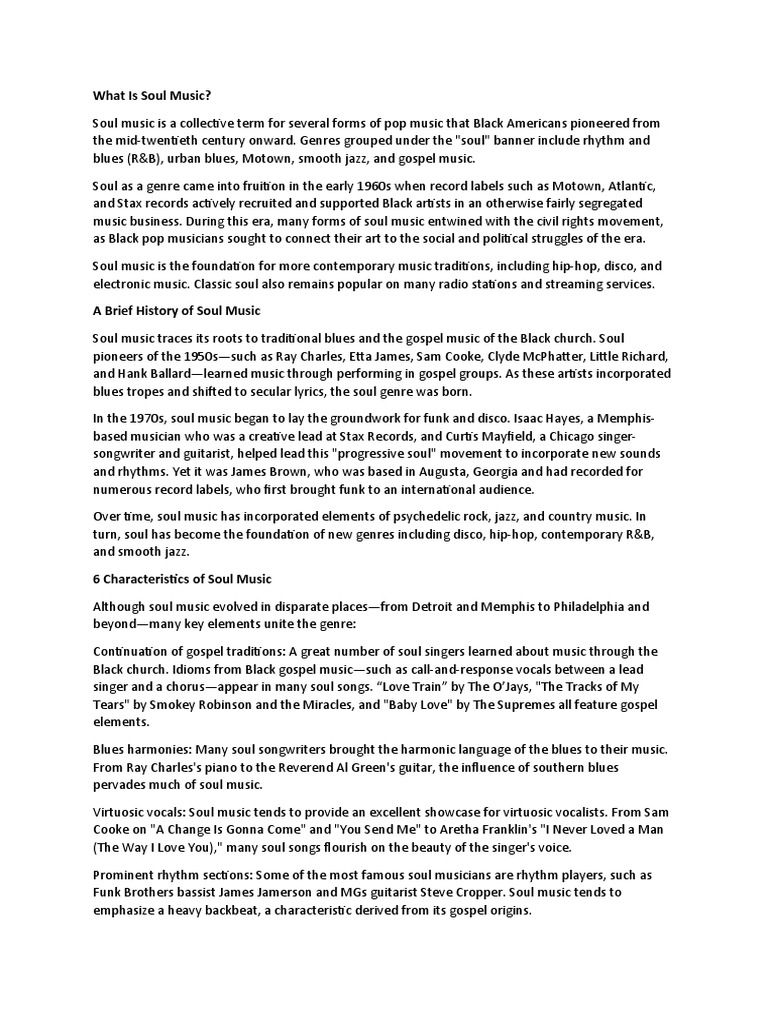 The Roots and Characteristics of Soul Music: A Comprehensive Look at ...