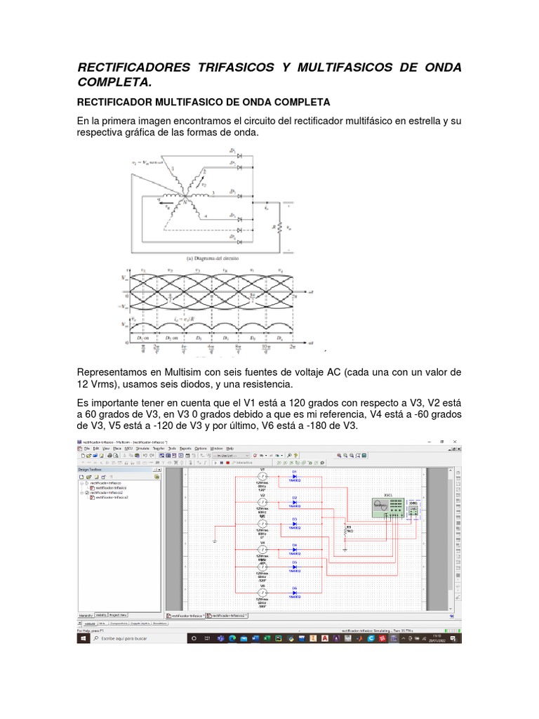 Rectificadores Trifasicos y Multifasicos de Onda Completa, Informe ...
