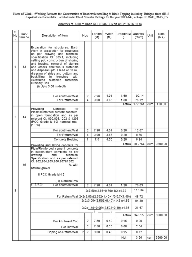 Analysis of 6.00 Ms Span RCC Slab Cul (CM) | PDF | Concrete | Materials