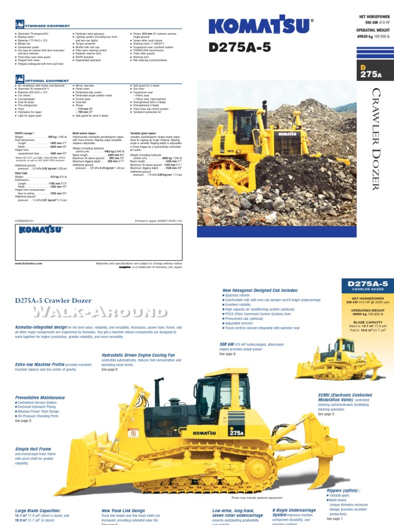 D275A-5 - Komatsu | PDF | Transmission (Mechanics) | Manual Transmission