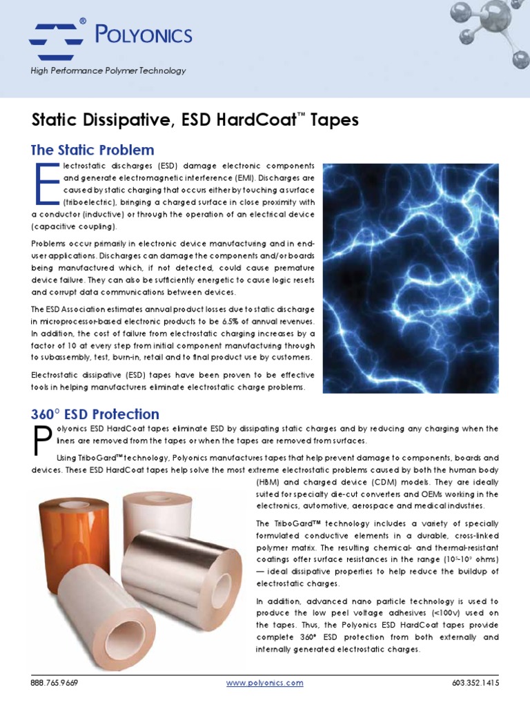 Static Dissipative, Esd Hardcoat Tapes | PDF | Electrostatic Discharge ...