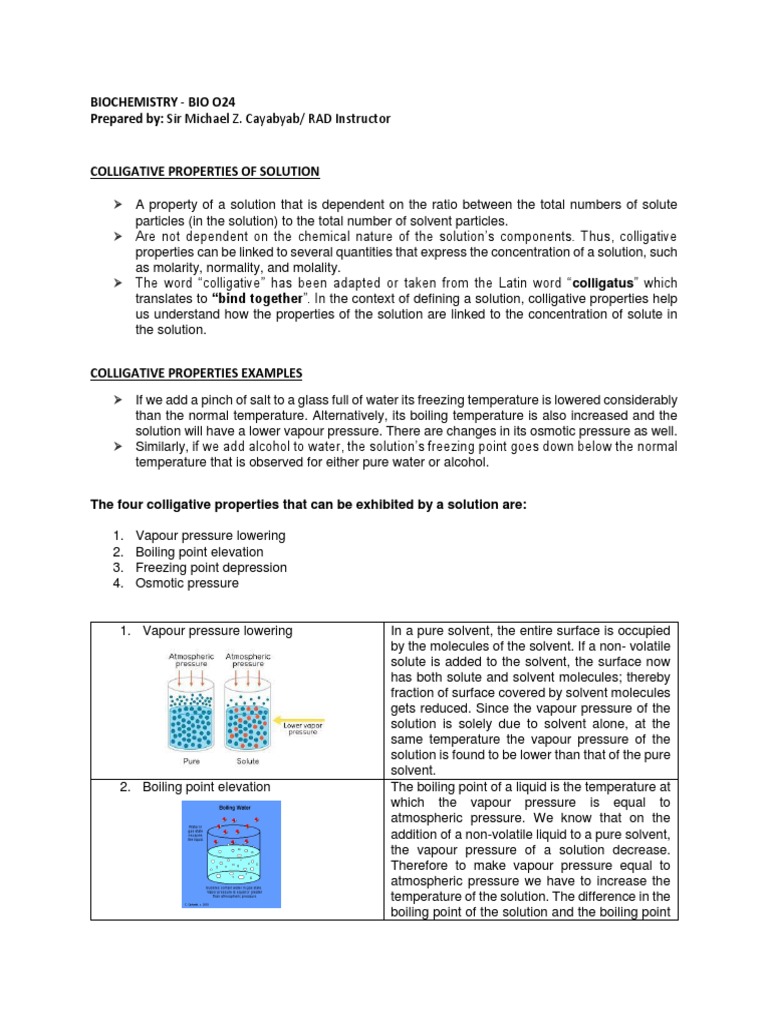 Biochemistry Lab Hand Outs | PDF | Osmosis | Chemistry