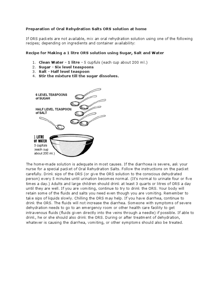 Home ORS Solution Recipe Guide | PDF | Wellness