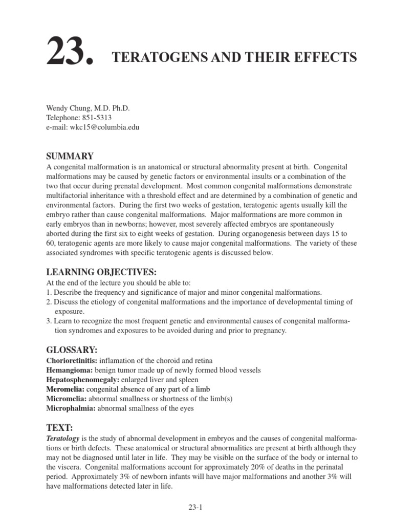 Teratogens and Congenital Malformations | PDF | Pregnancy | Fetus