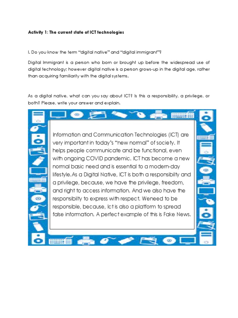 Activity 1 The Current State of ICT Technologies | Download Free PDF ...