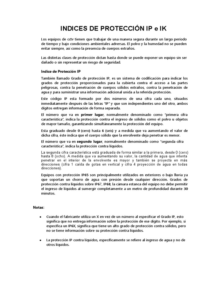 Código IP e IK | PDF | Agua | Líquidos