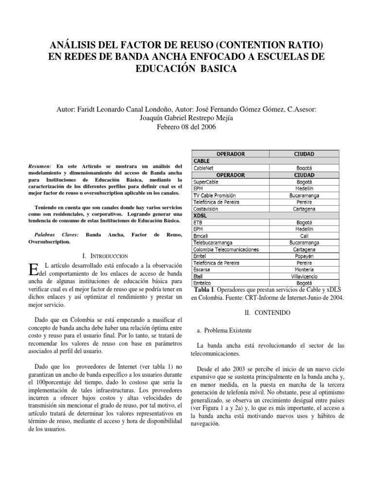 Analisis Del Factor de Reuso Contention Ratio en Redes de - Compress ...