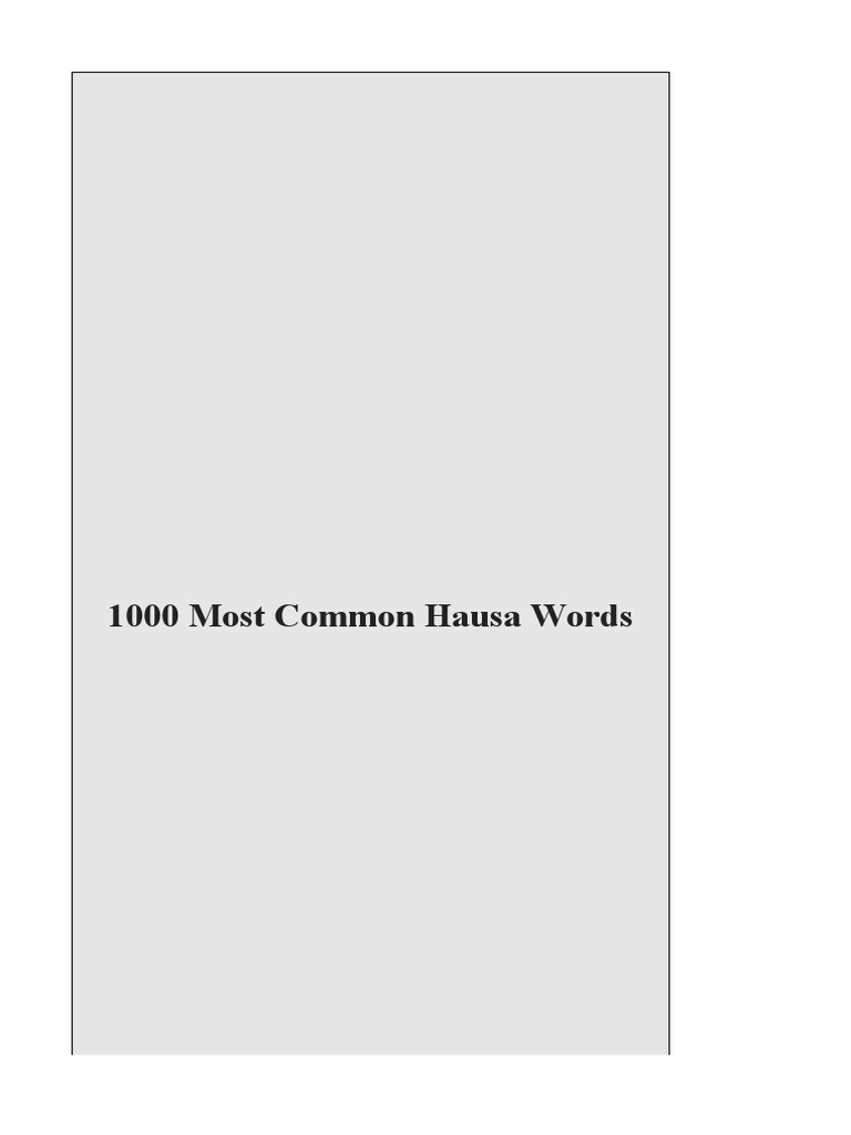 1000 Most Common Hausa Words | PDF
