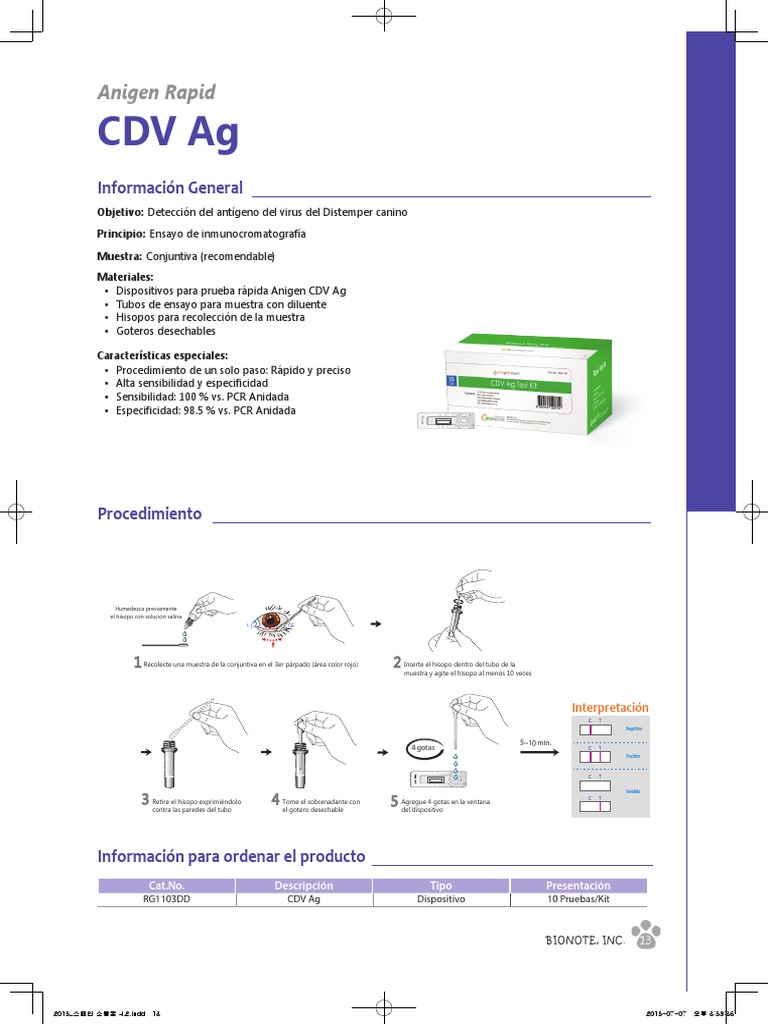 Anigen Rapid CDV Ag | PDF | Medicina CLINICA | Especialidades Medicas