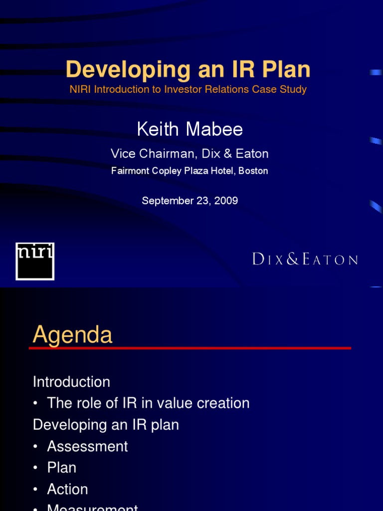 Developing An IR Plan | PDF | Financial Analyst | Investor