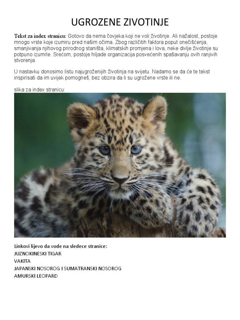 Ugrozene Zivotinje | PDF