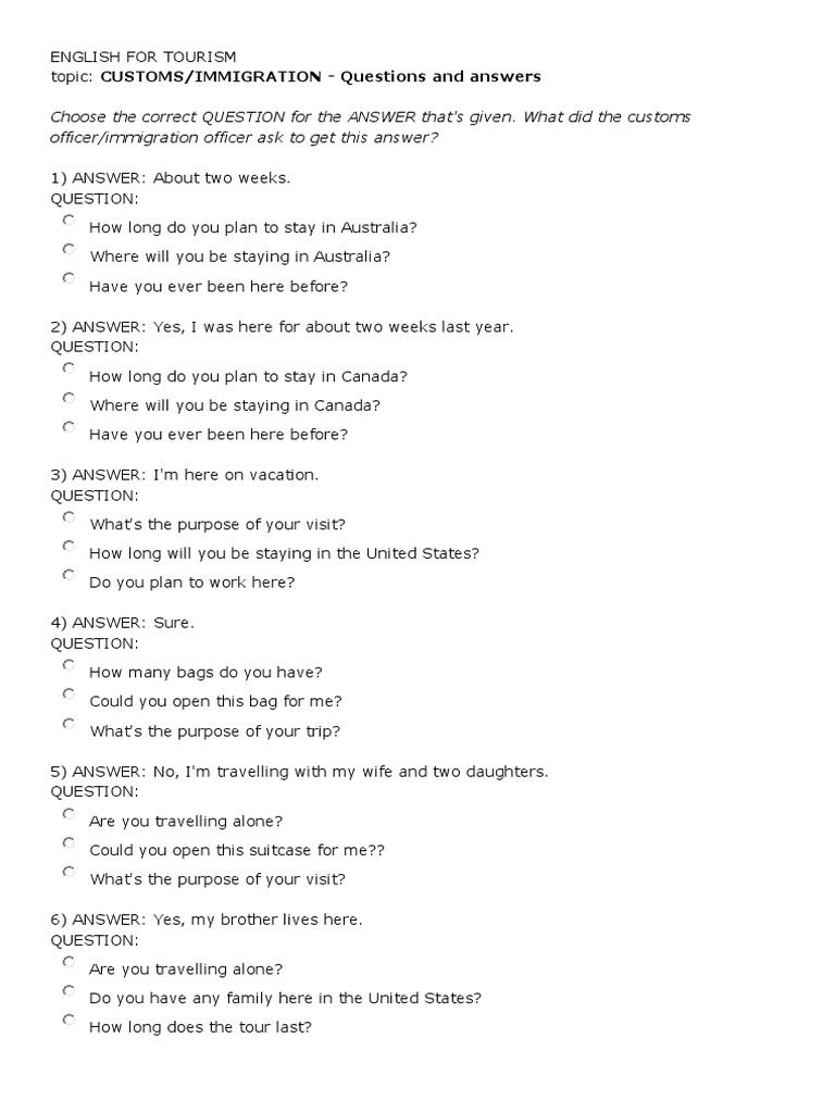 Immigration Questions | PDF