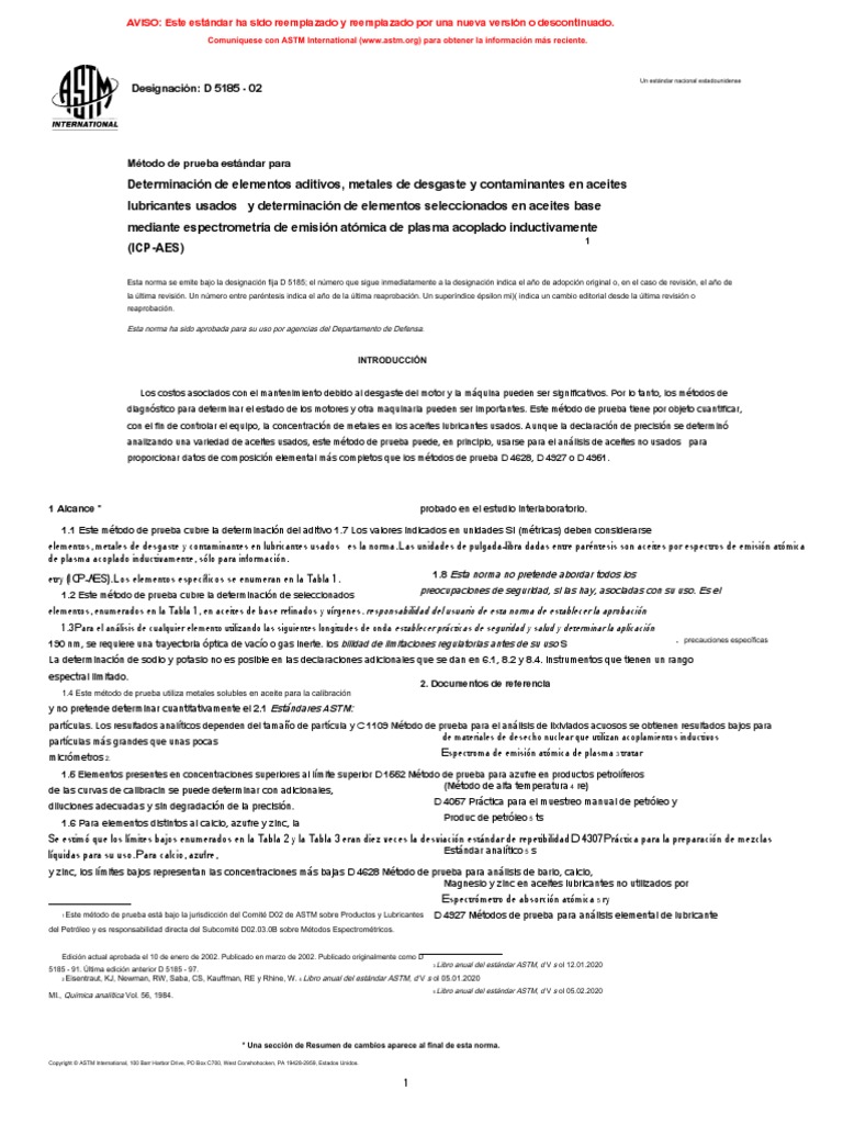 ASTM D5185 - 02 Traducido | PDF | Calibración | Química analítica