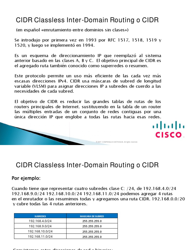 Ccna Explicacion de Cidr | PDF | Dirección IP | Estándares de red