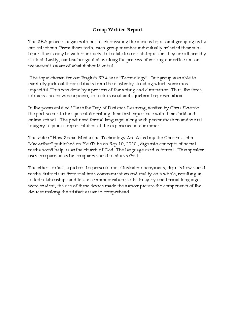 Group Written Report Sample | PDF