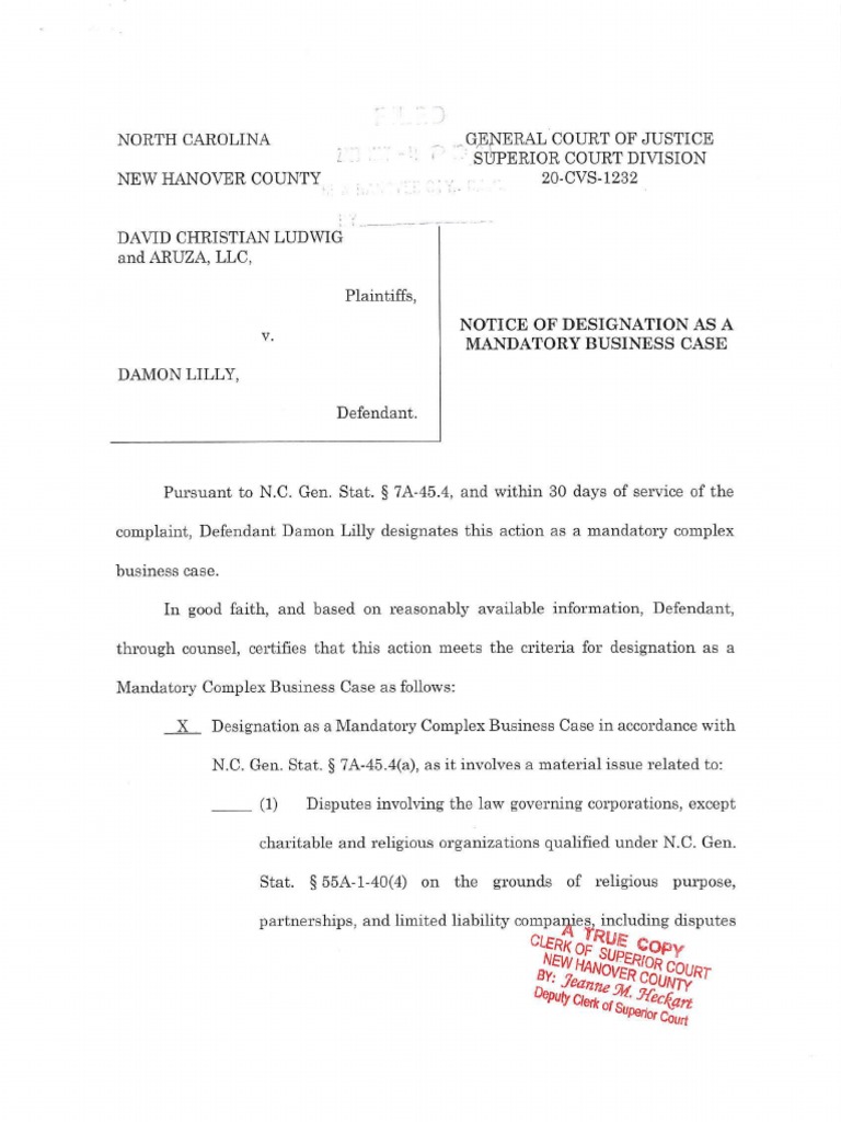 Complex Business Case Notice | PDF | Lawsuit | Trade Secret