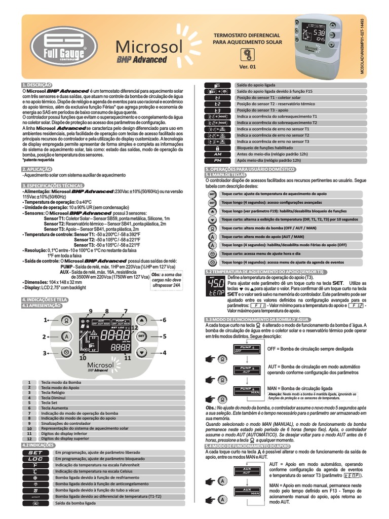 Microsol BMP Advanced | PDF | Temperatura | Tempo