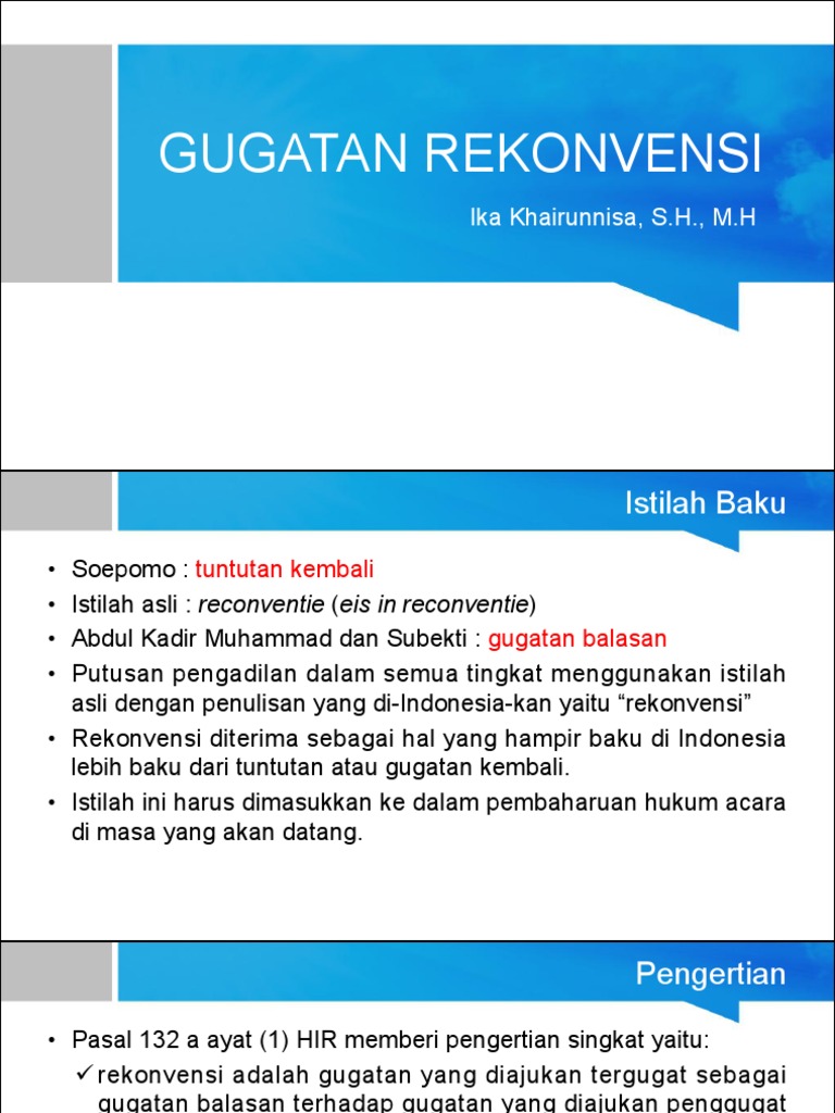 Pengertian dan Contoh Gugatan Rekonvensi | PDF | Hukum