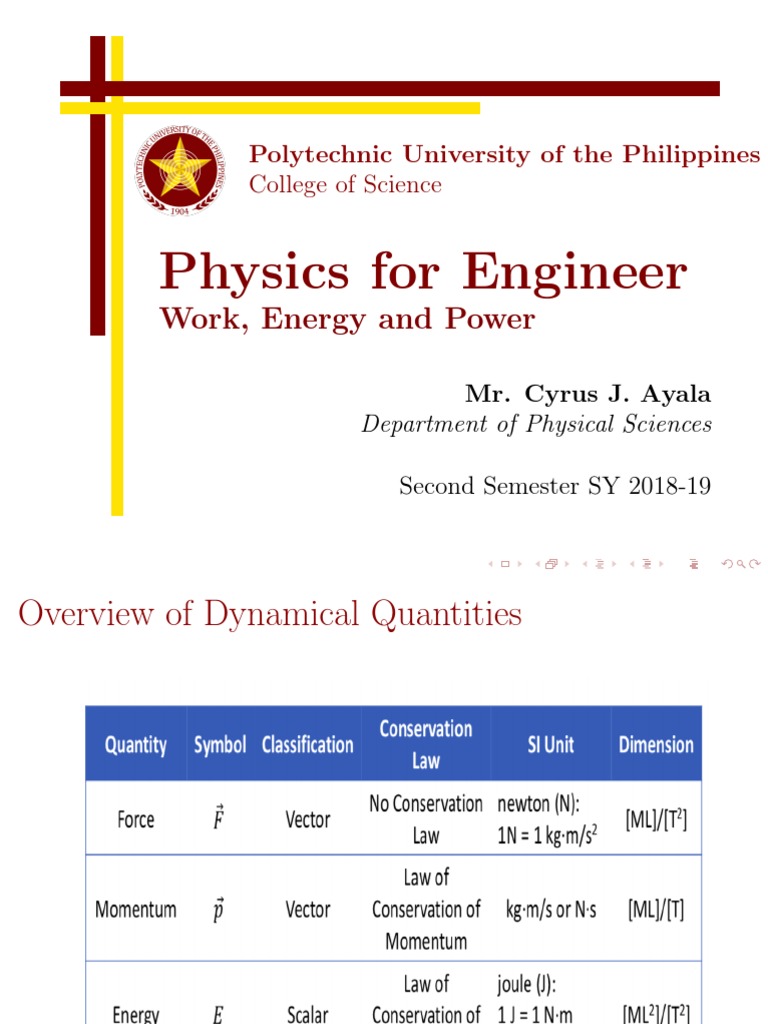 Physics For Engineer: Work, Energy and Power | PDF | Power (Physics ...