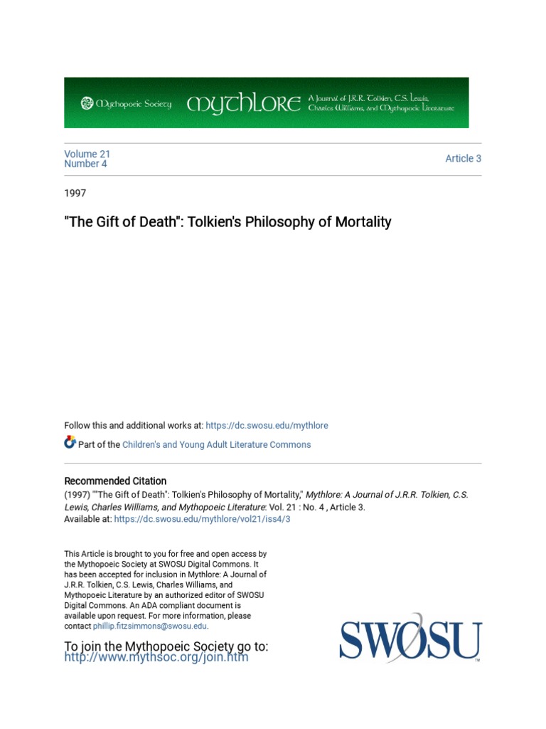 The Gift of Death - Tolkiens Philosophy of Mortality | PDF | Elf ...