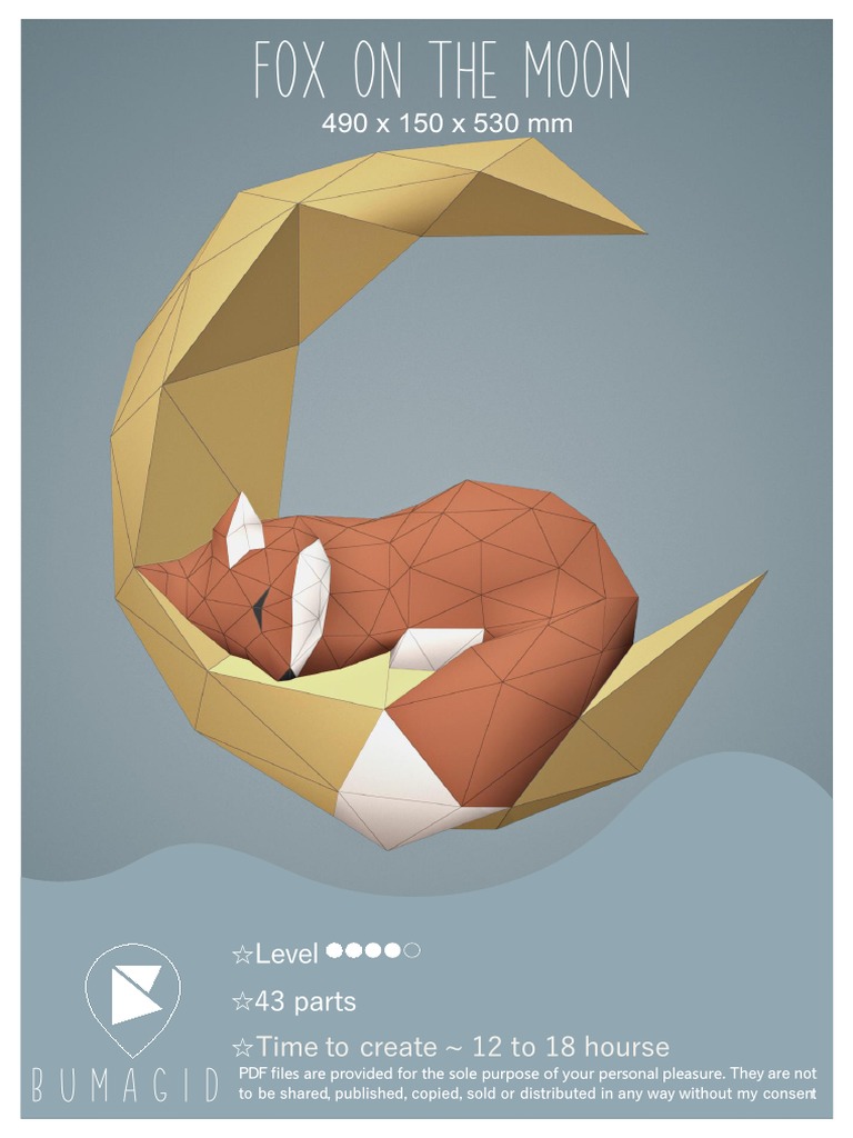 Fox On The Moonlight Papercraft by Bumagid | PDF | Physical Models ...