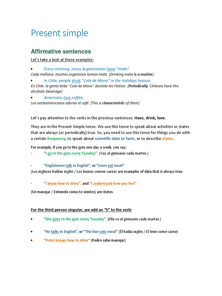 Simple Present - Time Expressions | PDF | Question | Verb