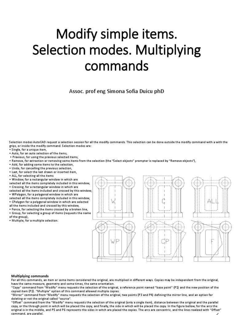 Modify Simple Items. Selection Modes. Multiplying Commands: Assoc. Prof ...