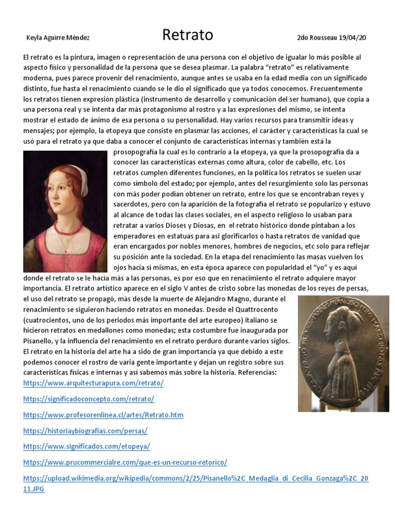 Definición y características del retrato | PDF | Retrato | Renacimiento
