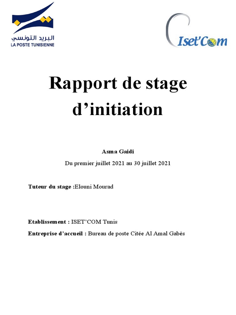 Rapport de Stage Corr | Download grátis PDF | Poste | Tunisie