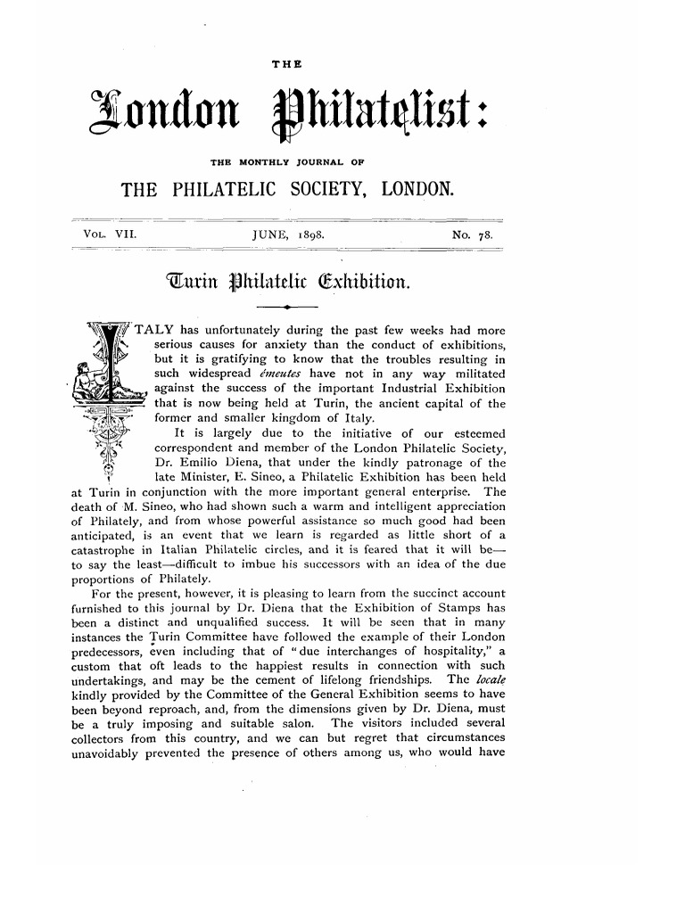 London Philatelist:: Turin Philatelic Exhibition | PDF | Philately | Postage Stamp