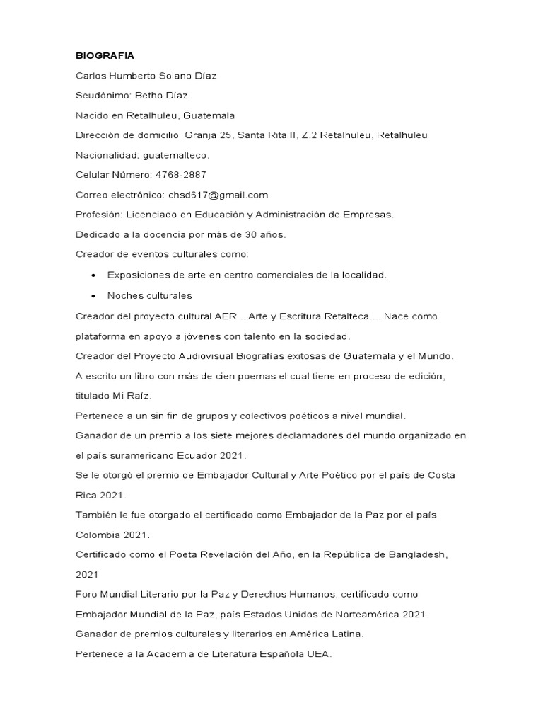 Biografia Carlos Solano | PDF
