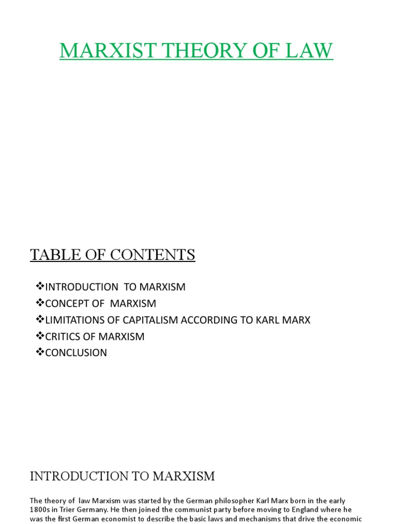 Overview of Marxist Legal Theory | PDF | Marxism | Karl Marx