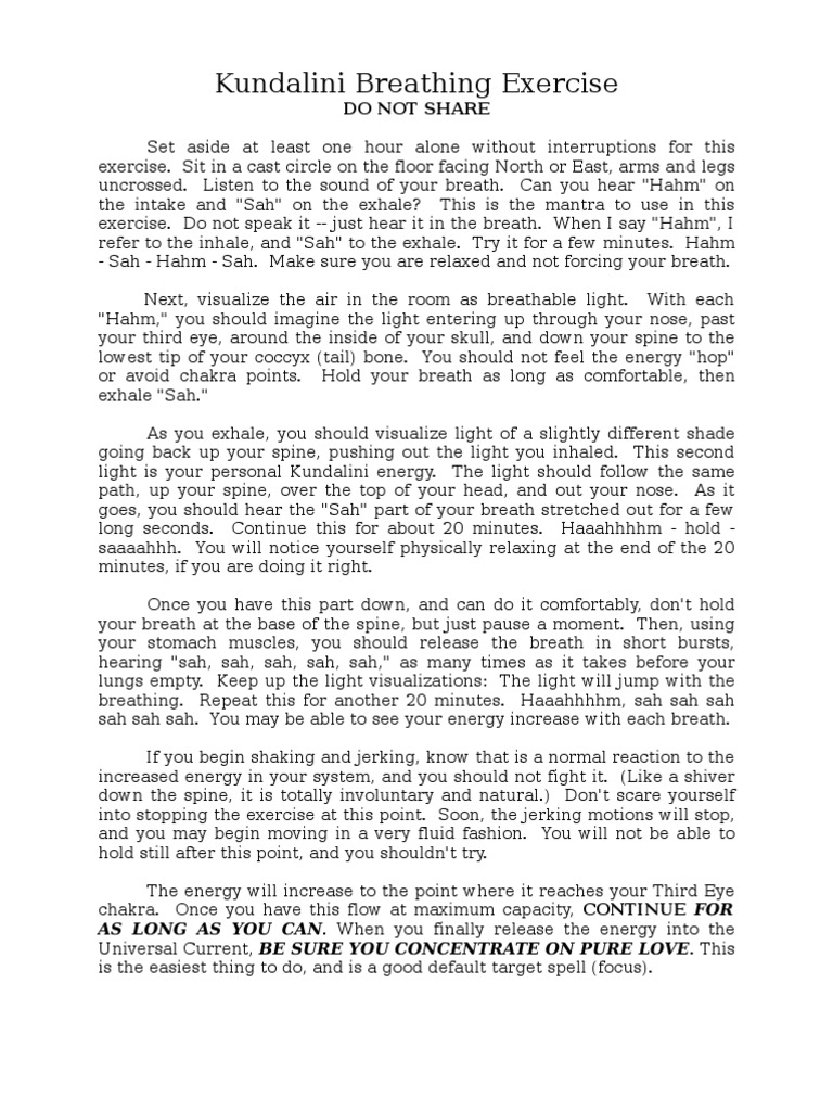 Kundalini Breathing Exercise | PDF | Kundalini | Breathing