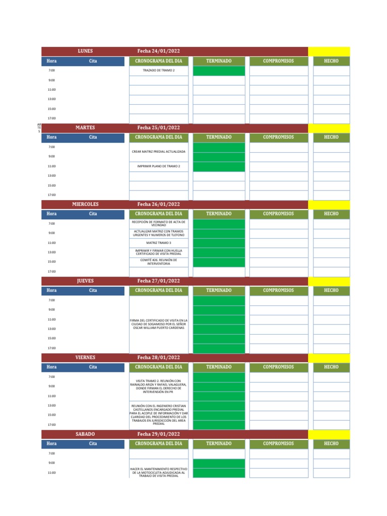 Bitácora Diaria Explanan | PDF