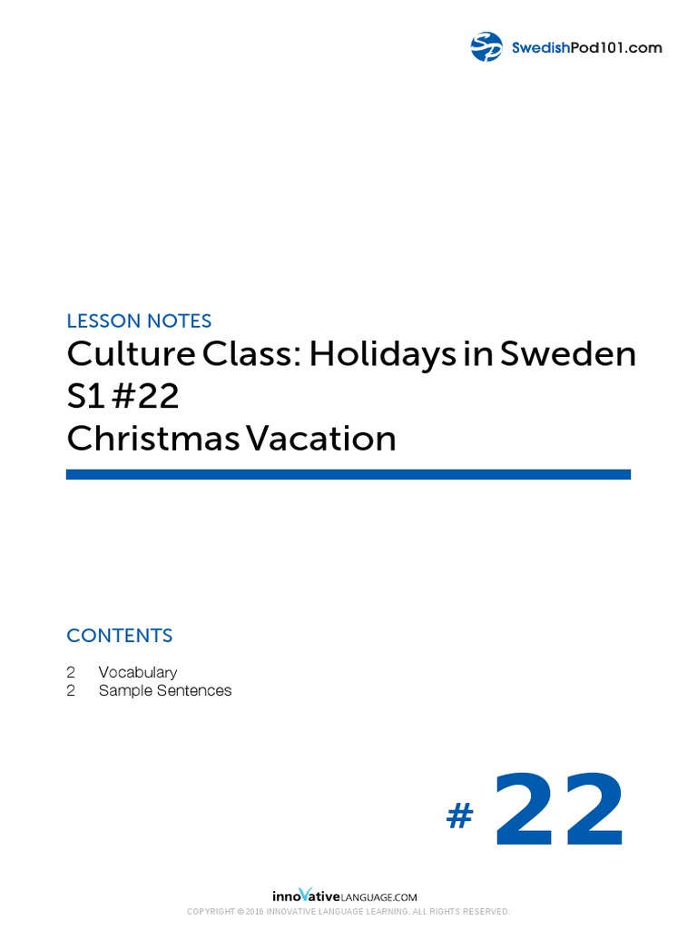 Culture Class: Holidays in Sweden S1 #22 Christmas Vacation: Lesson ...