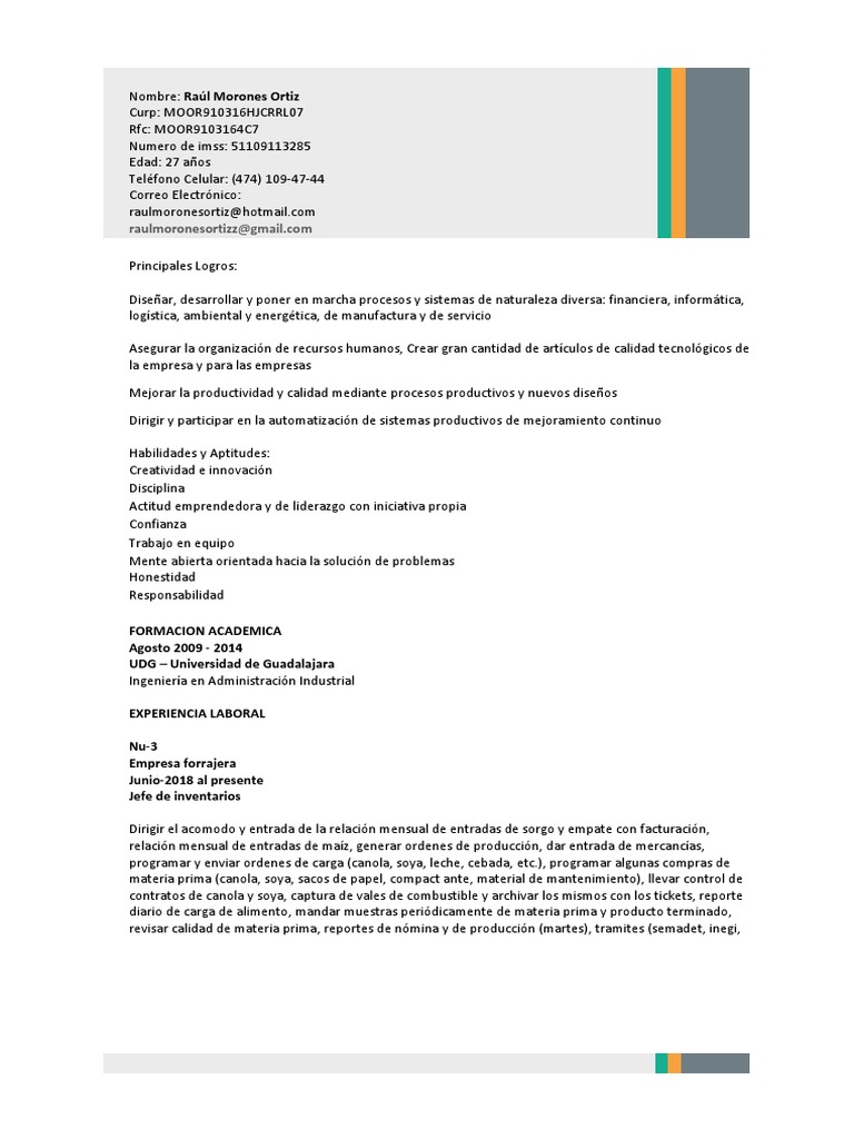 Curriculum | Descargar gratis PDF | Calidad (comercial) | Iniciativa empresarial