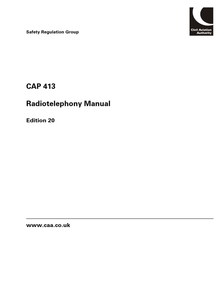 CAP 413 - Radiotelephony Manual | PDF | Air Traffic Control ...