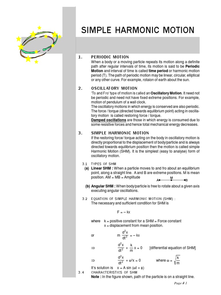 12 Simple Harmonic Motion | PDF | Oscillation | Classical Mechanics