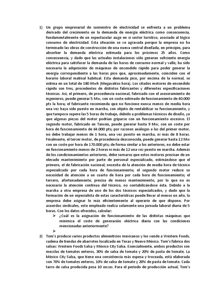 Optimización en Energía y Producción | PDF | Vatio | Motores
