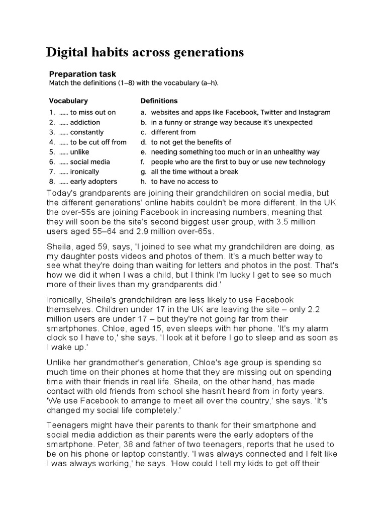 Digital Habits Across Generations | PDF