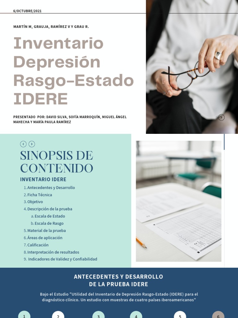 Inventario IDERE: Evaluación de Depresión | PDF | Depresión (estado de ...