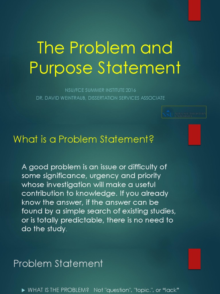 The Problem and Purpose Statement | PDF | Quantitative Research ...