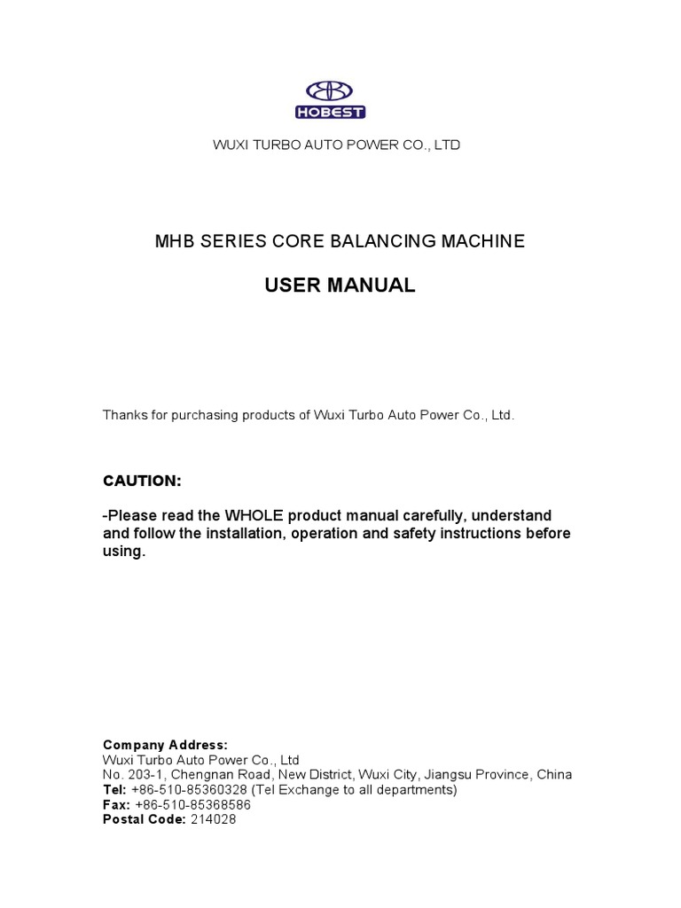 MHB Series Balancing Machine | Descargar gratis PDF | Turbocharger | Valve