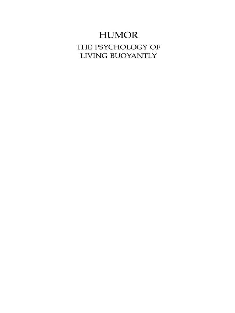 Humor The Psychology of Living Buoyantly | PDF | Psychology ...