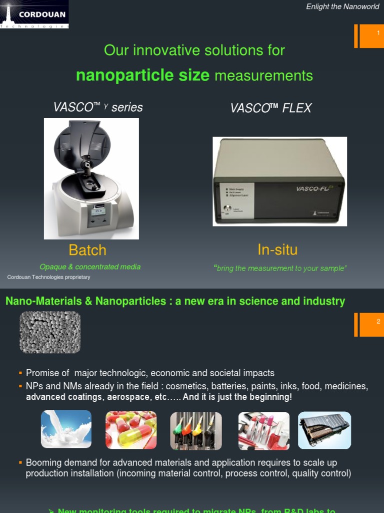 01 - Product Vasco Series Particle Size | PDF | Nanoparticle | Applied ...