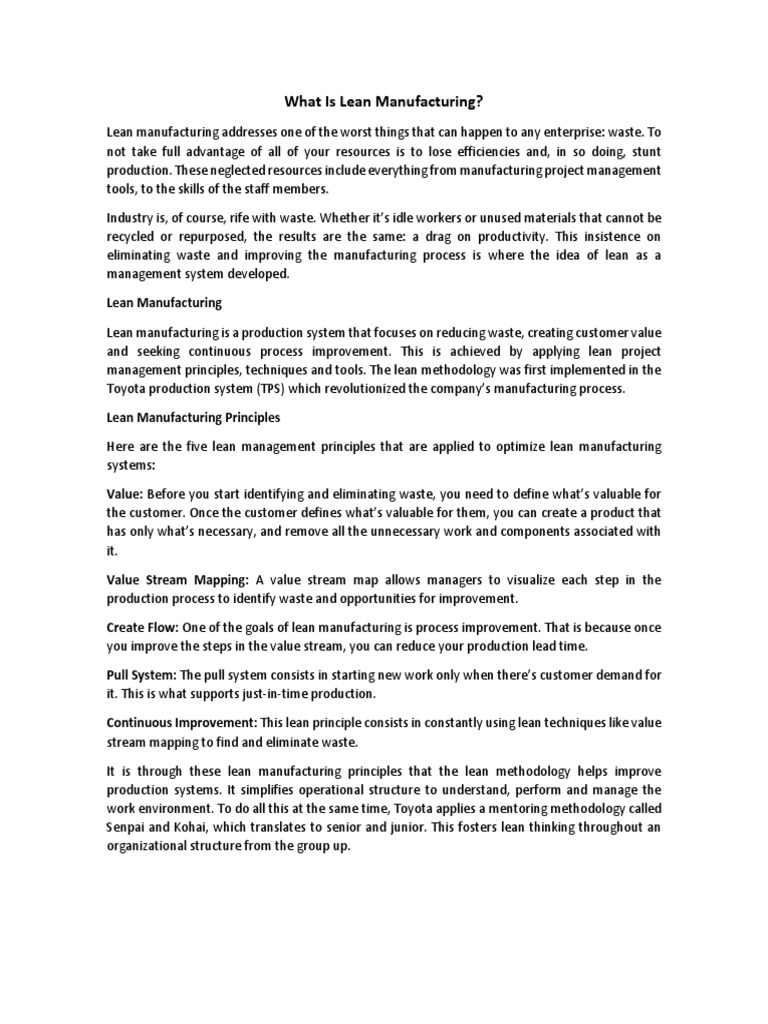 Understanding Lean Manufacturing Principles | PDF | Lean Manufacturing ...