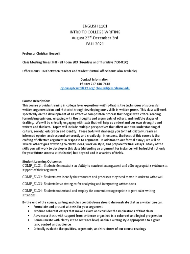 College Writing Course Guide | PDF | Essays | Title Ix