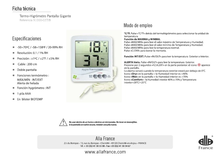Termohigrometro Digital Bio Temp | PDF