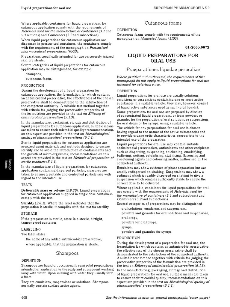 Liquid Preparations For Oral Use | PDF | Pharmaceutical Formulation | Emulsion